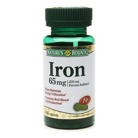 Mineral Supplement Nature's Bounty® Iron 65 mg Strength Tablet 100 per ...